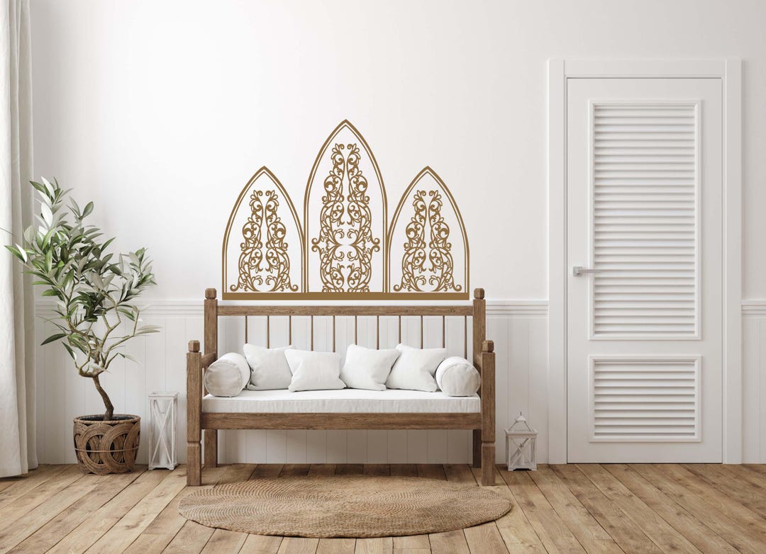 Cathedral Wall Arch Decor, Gothic Headboard Decals, Arched Window ...