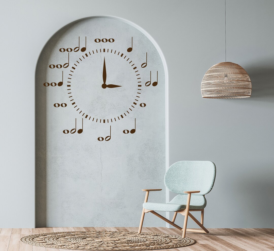 Clock Face Decal, Music Notes Decor, Clock Face Design, Music Notes ...