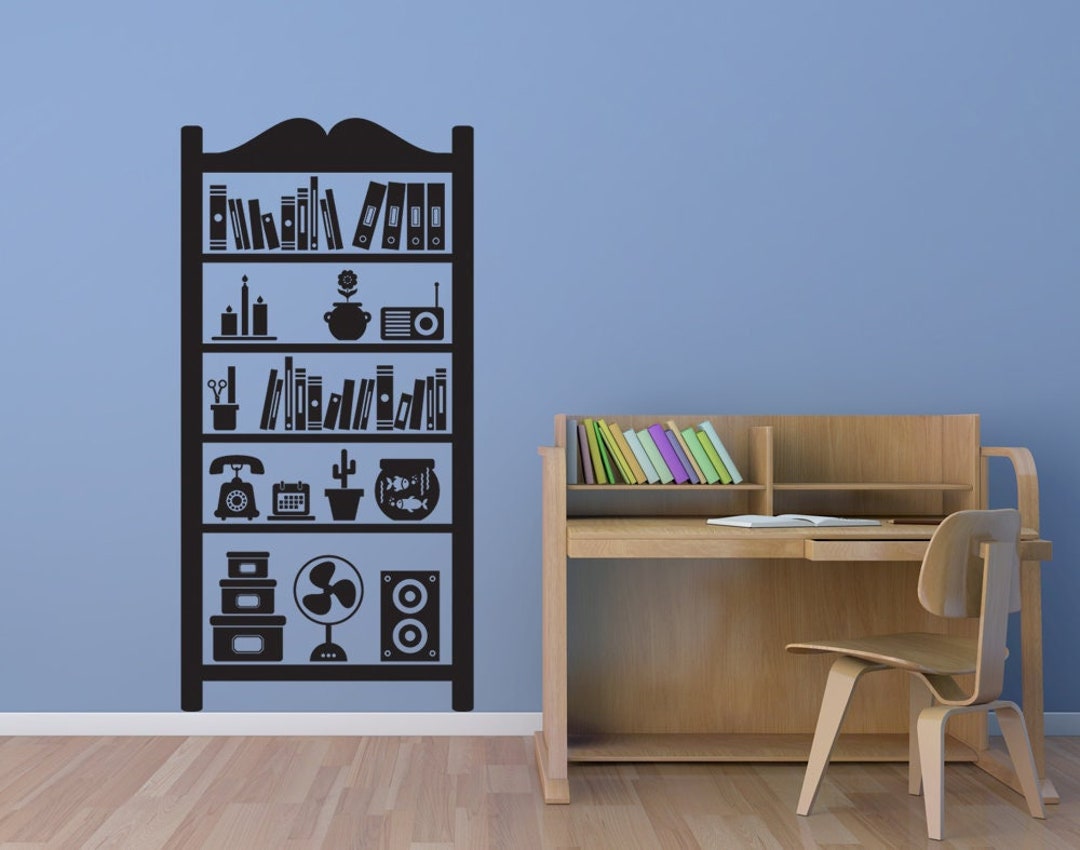 Bookshelf Wall Decal Book Shelf Decor Pretend Play - Etsy