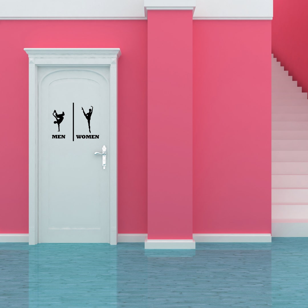 Bathroom Door Sign, Dance Studio Wall Decal, Restrooms Artwork, Men ...