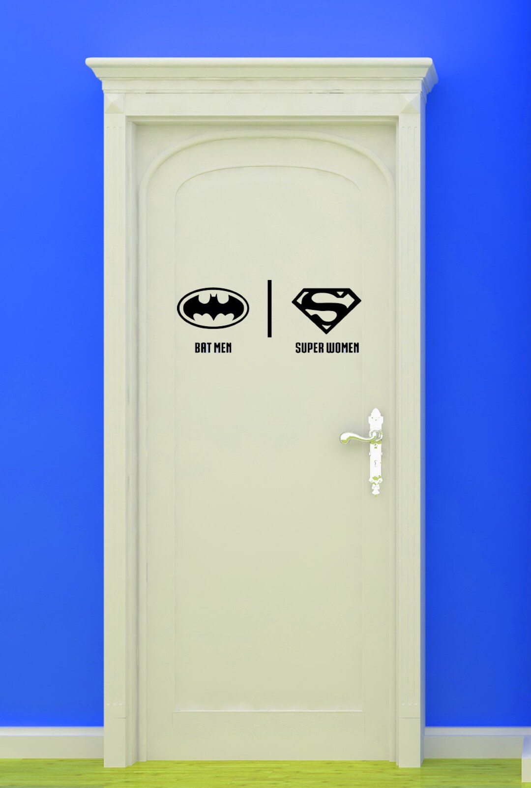 Superhero Wall Decor, Bathroom Door Sign, Restroom Door Decal, Bathroom ...