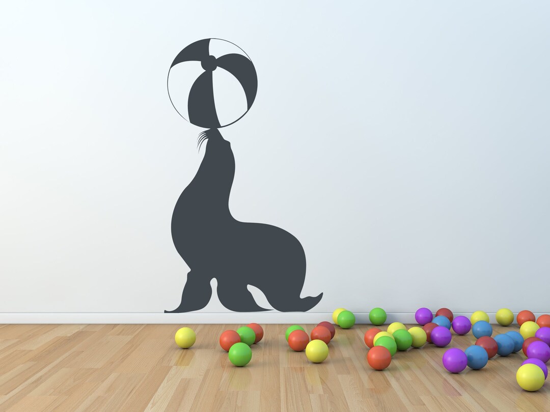Seal Wall Decal, Circus Wall Art, Baby Seal Decor, Seal Decoration ...