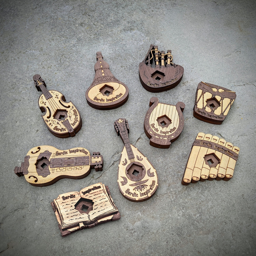 Single Bardic Inspiration Token, Tracker, Cradles a D6, D8, D10 or D12 ...