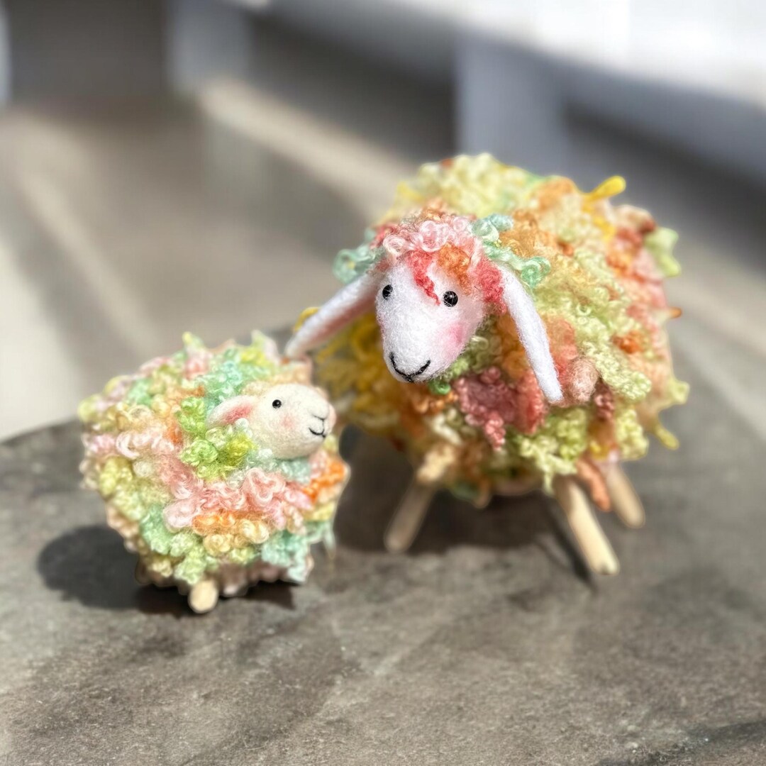 Needle Felted Sheep, Handmade Wool Sheep, Sheep Sculpture, Rainbow ...