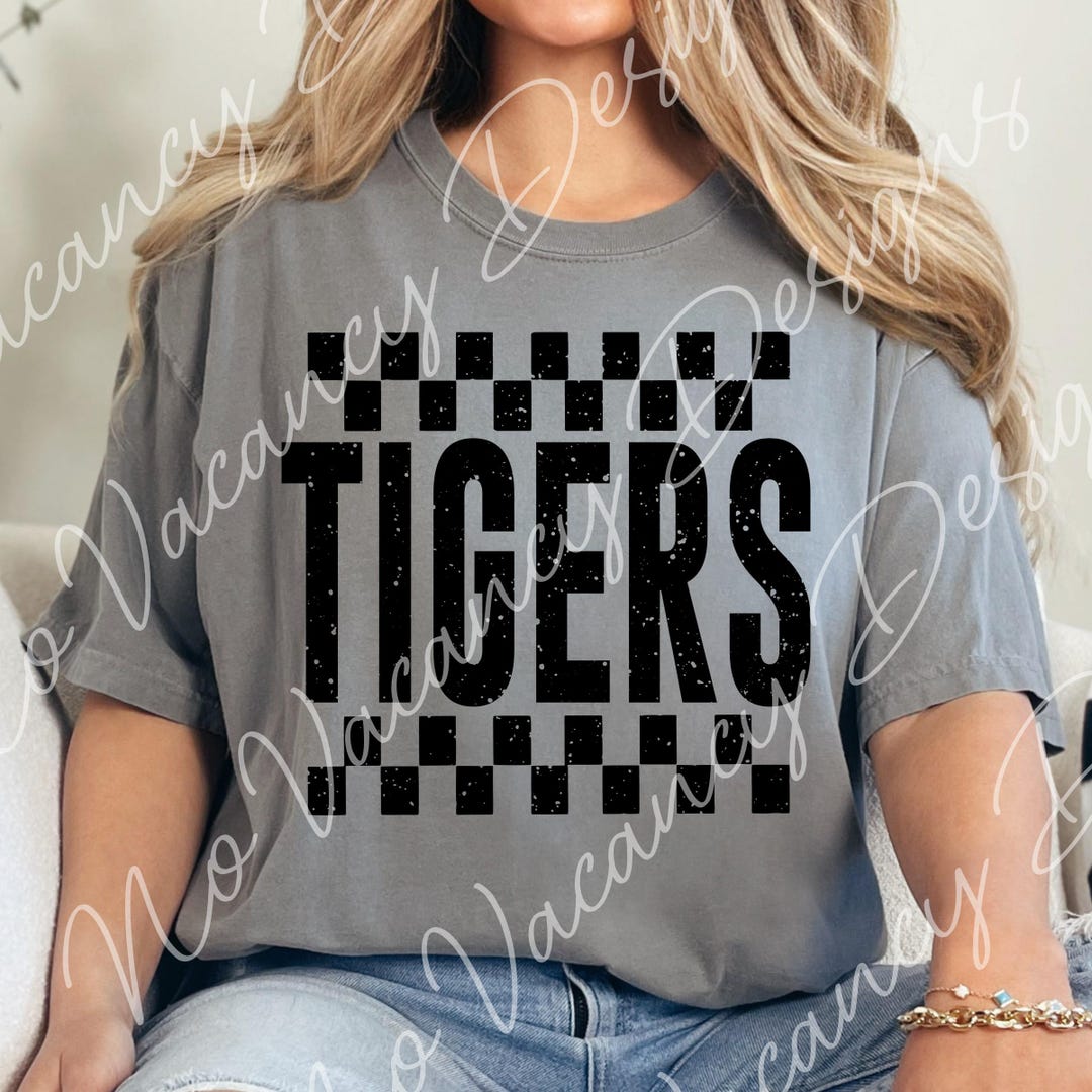 Distressed Tigers Checkered Check Print Tigers PNG File | Sublimation ...