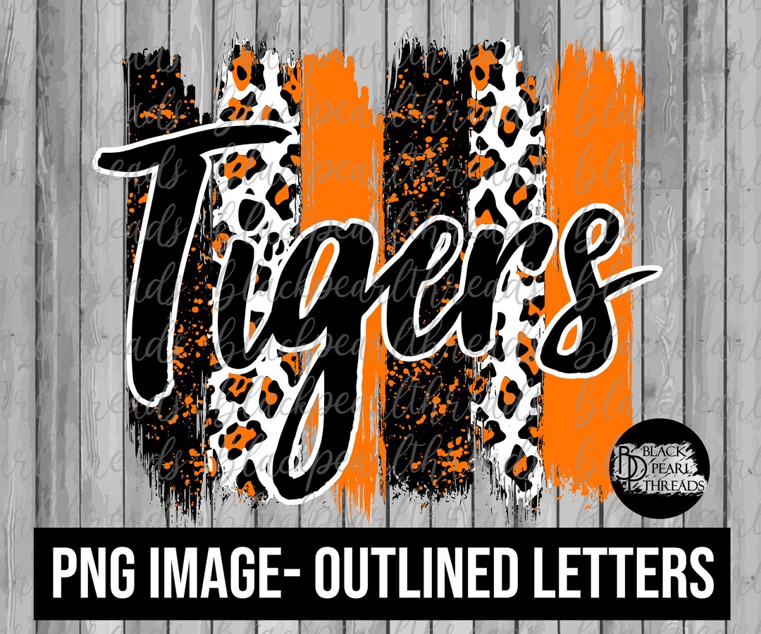 Orange Tigers Outlined Lettering Brushstrokes PNG File | Sublimation ...