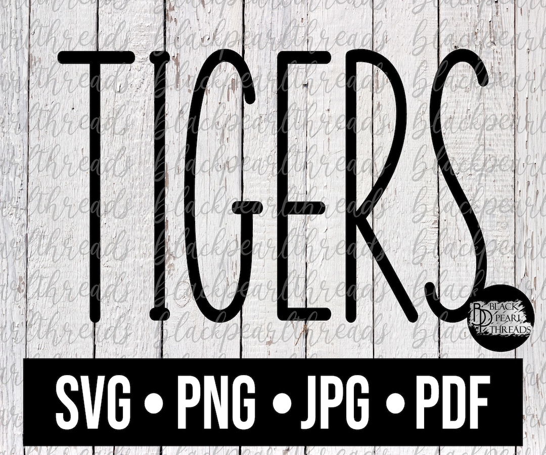 Tigers Thin Font Cut File SVG PNG File | Sublimation, Cut, Dtf, DTG ...