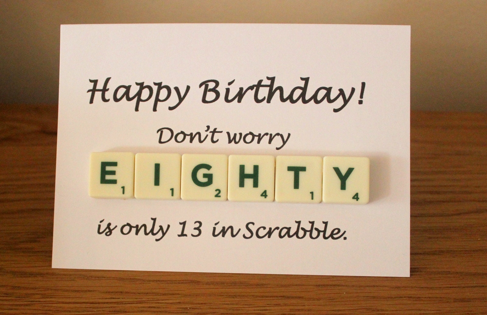 80th Birthday Scrabble Cardscrabble Birthday Cardcard for - Etsy