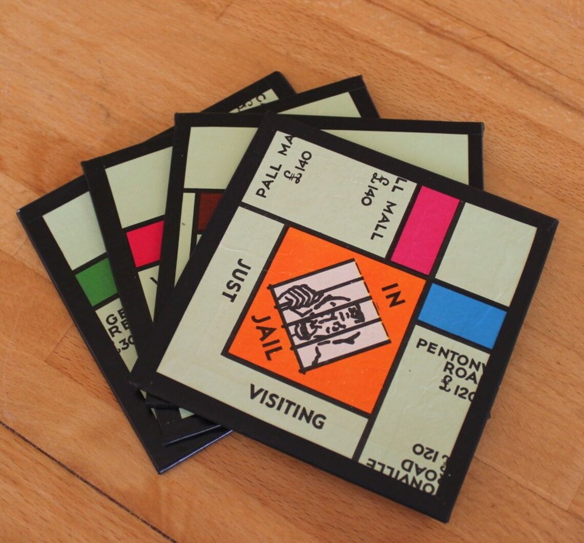 Monopoly Coastersoriginal Monopoly Board Coastersmonopoly - Etsy UK