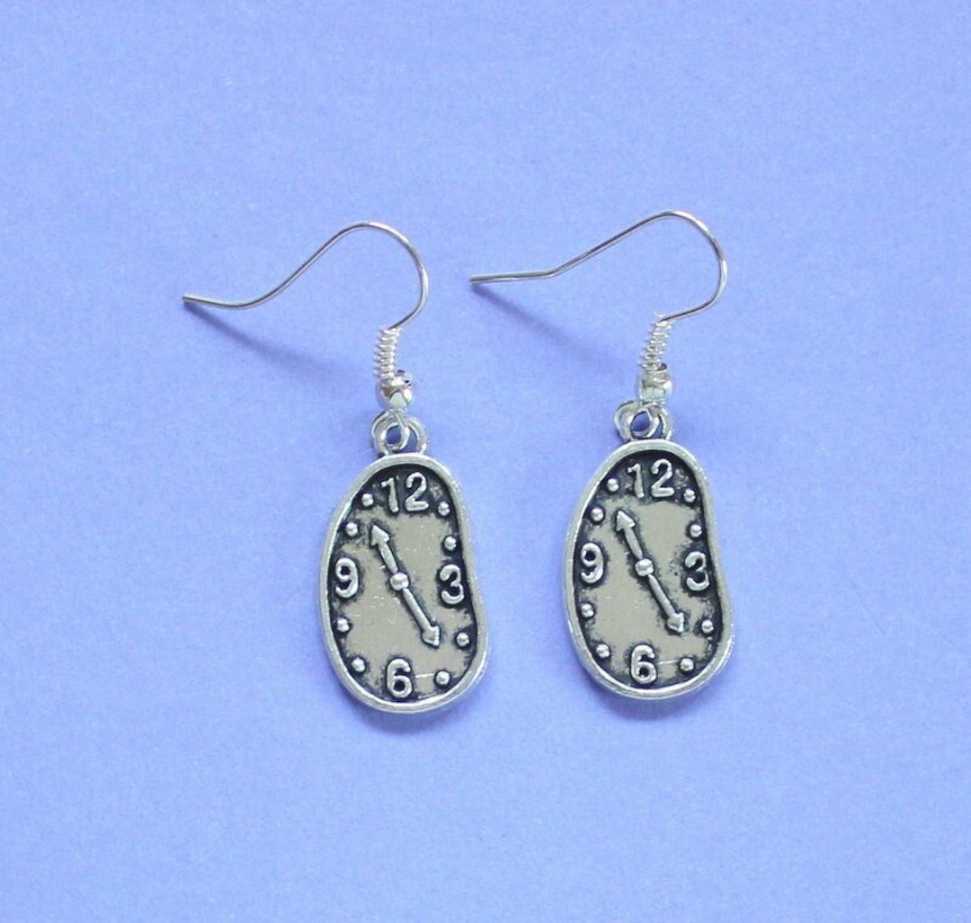 Silver Dali Clock Earrings,salvador Dali Earrings,melting Clock ...
