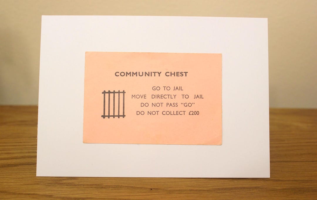 Monopoly Go to Jail Card,monopoly Jail Card,monopoly Themed Gift ...