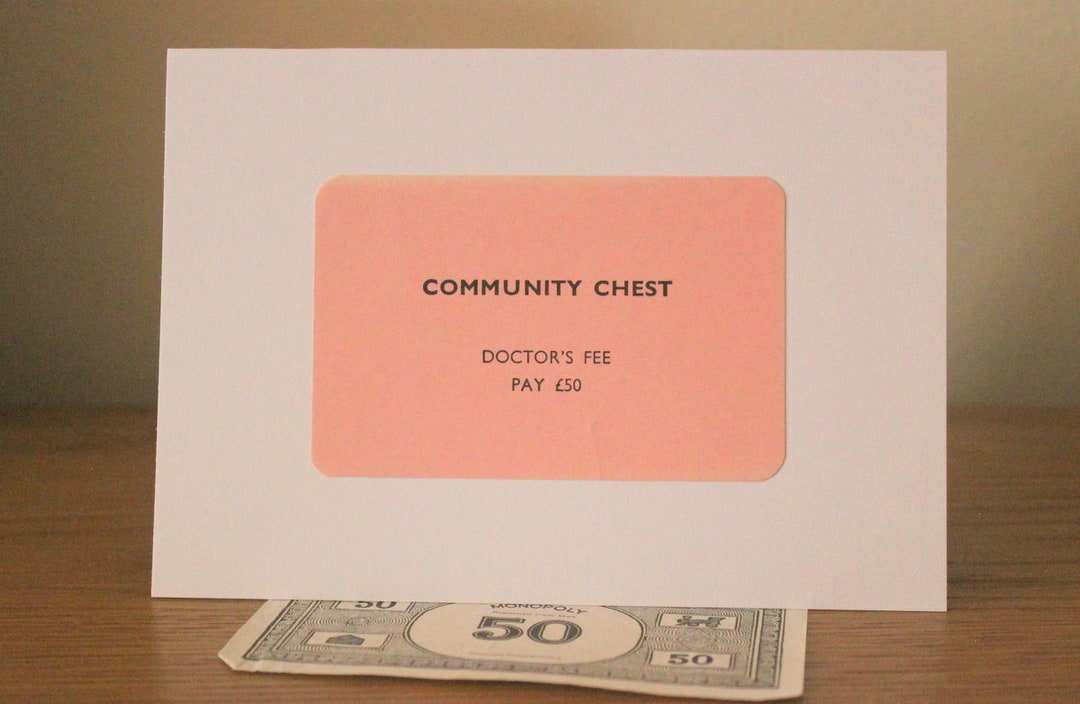 Monopoly Doctors Fee Card,monopoly Greetings Card,monopoly Themed Gift ...