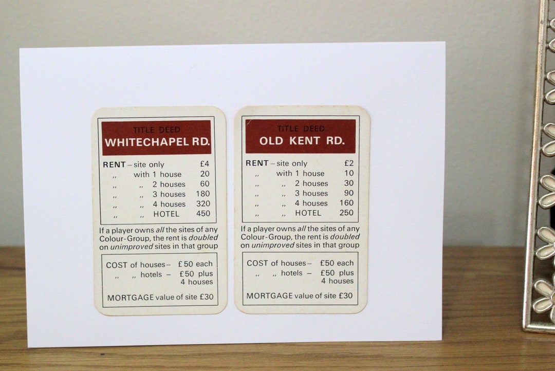 Monopoly Greetings Card,monopoly Themed Gift,monopoly Fan Gift,upcycled ...
