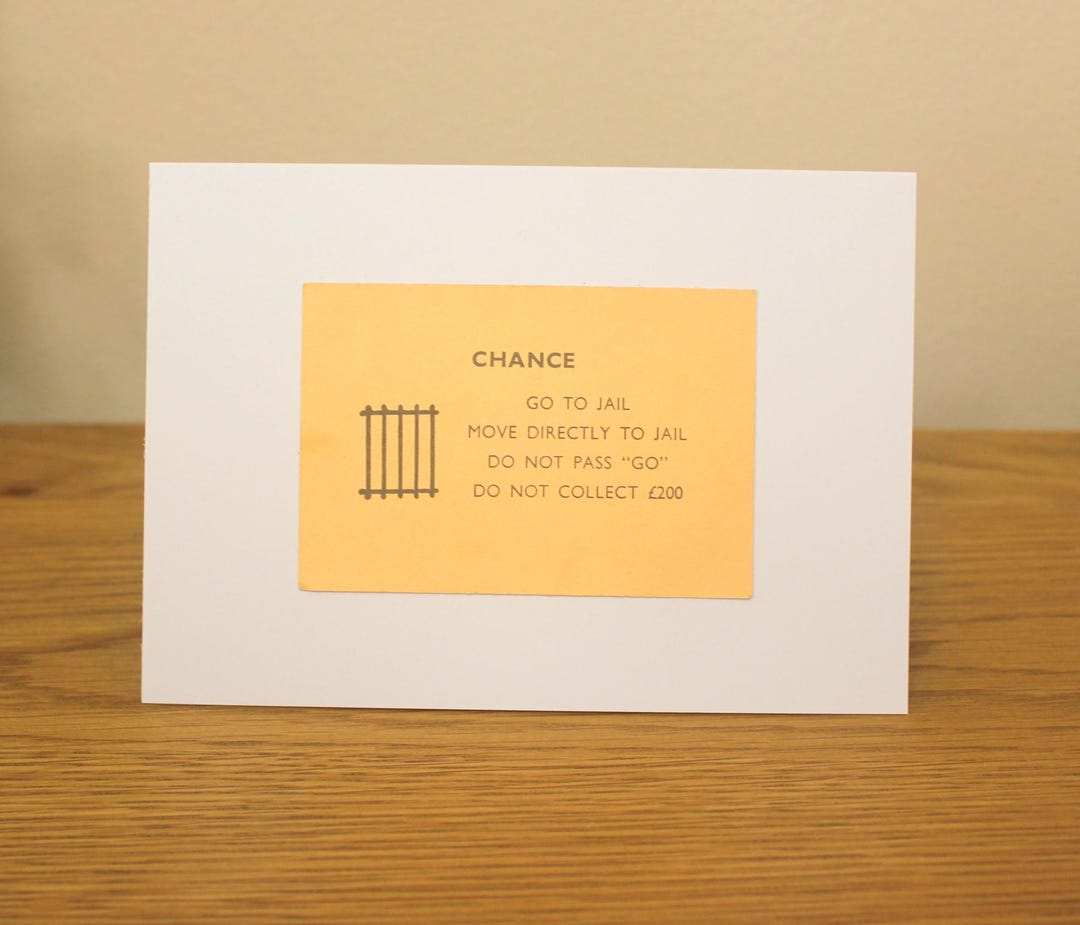 Monopoly Go to Jail Card,monopoly Themed Gift,monopoly Fan Card ...