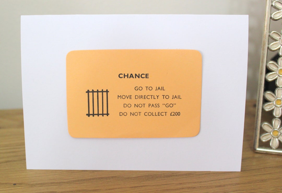 Monopoly Go to Jail Cardmonopoly Themed Giftmonopoly Fan - Etsy