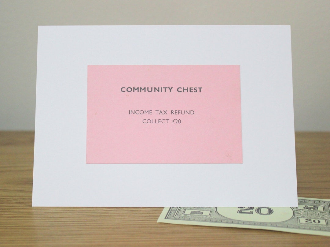 Monopoly Greetings Card,monopoly Income Tax Refund Card,monopoly Themed ...