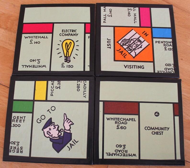 Monopoly Coastersoriginal Monopoly Board Coastersmonopoly - Etsy UK