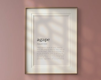 Agape Definition Printable Wall Art, Agape Love Word Print Christian ...