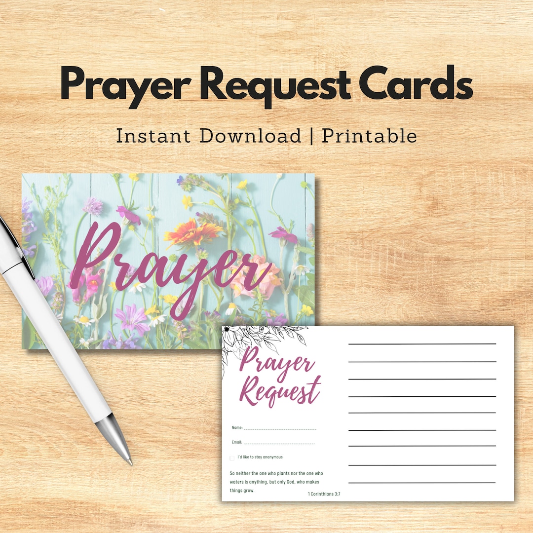 Printable Prayer Request Cards | for Church, Bible Study, Sunday School ...