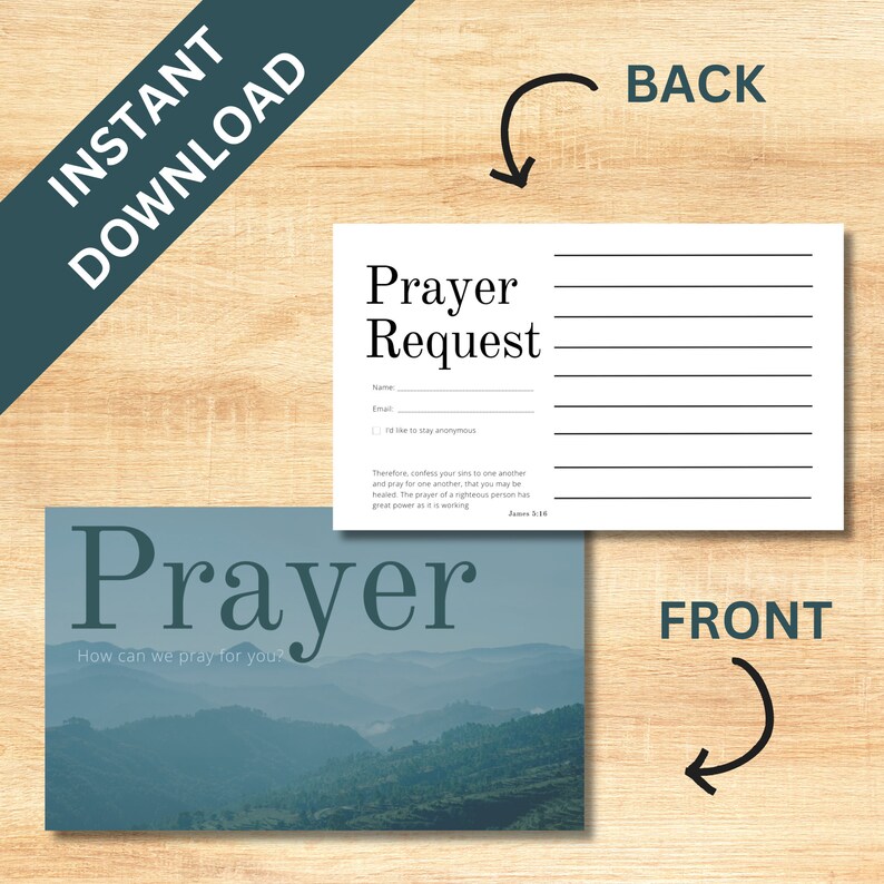 Printable Prayer Request Cards for Church, Bible Study, Sunday School ...
