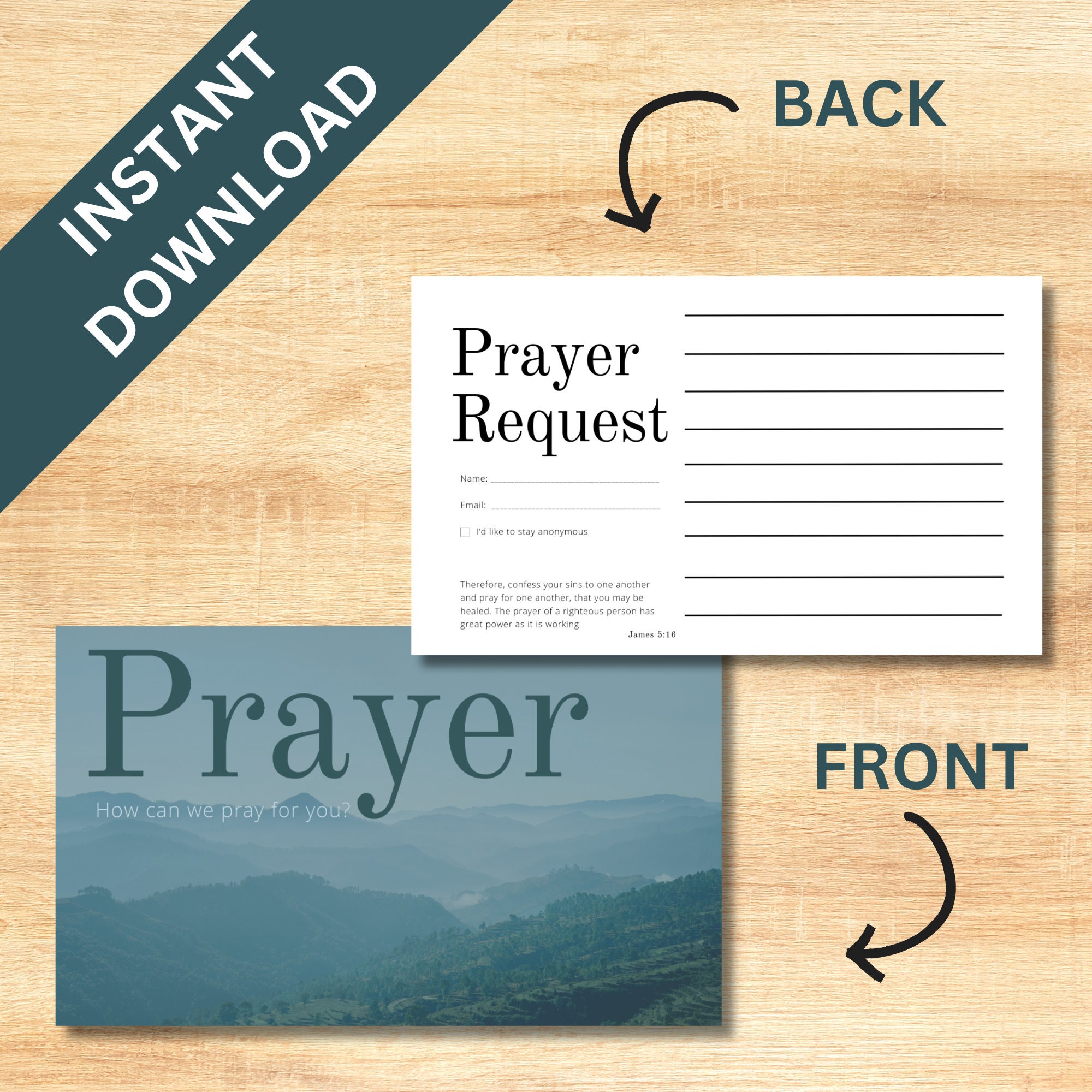 Printable Prayer Request Cards for Church, Bible Study, Sunday School ...