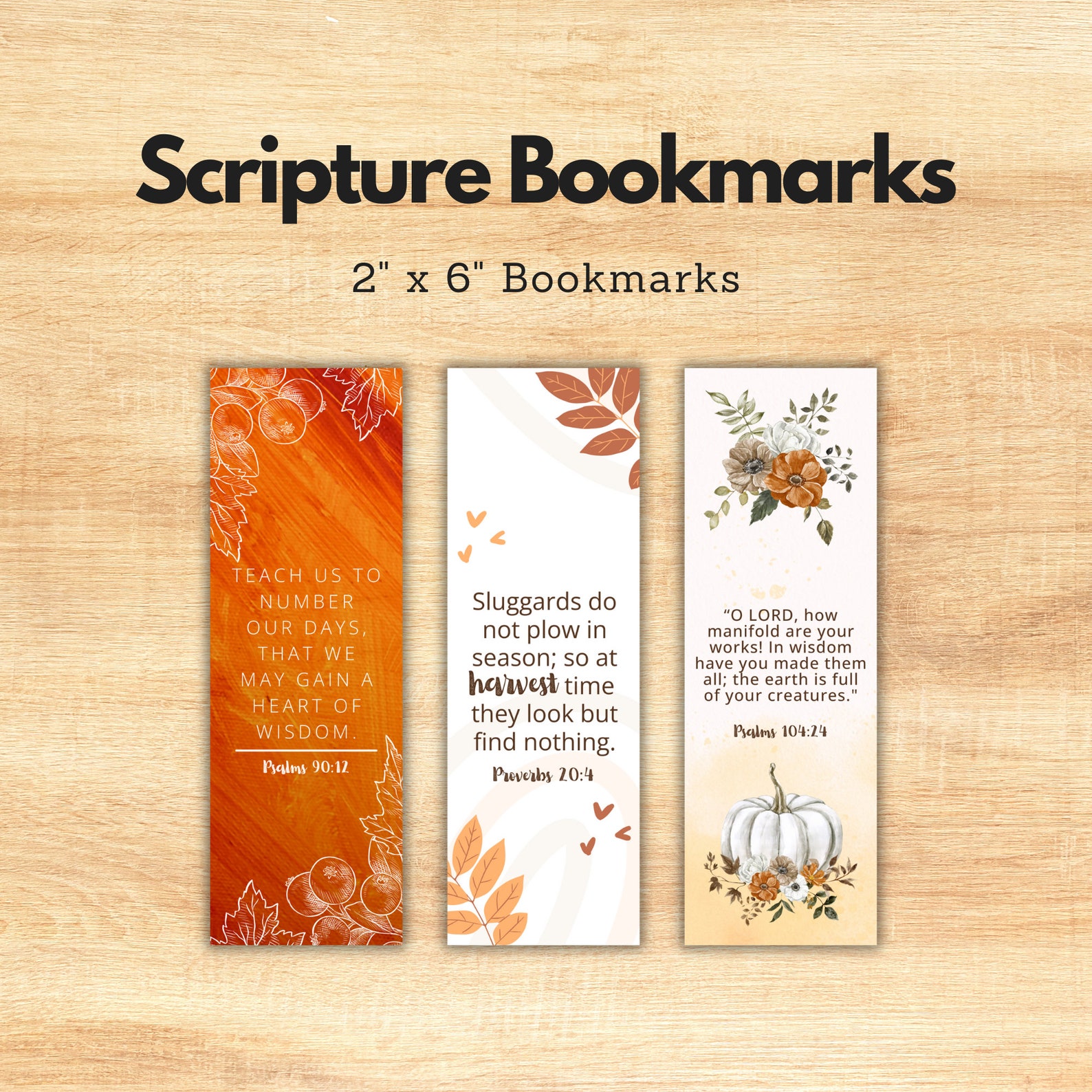 Set of 8 Fall-inspired Bible Verse Bookmarks for Christian Booklovers ...