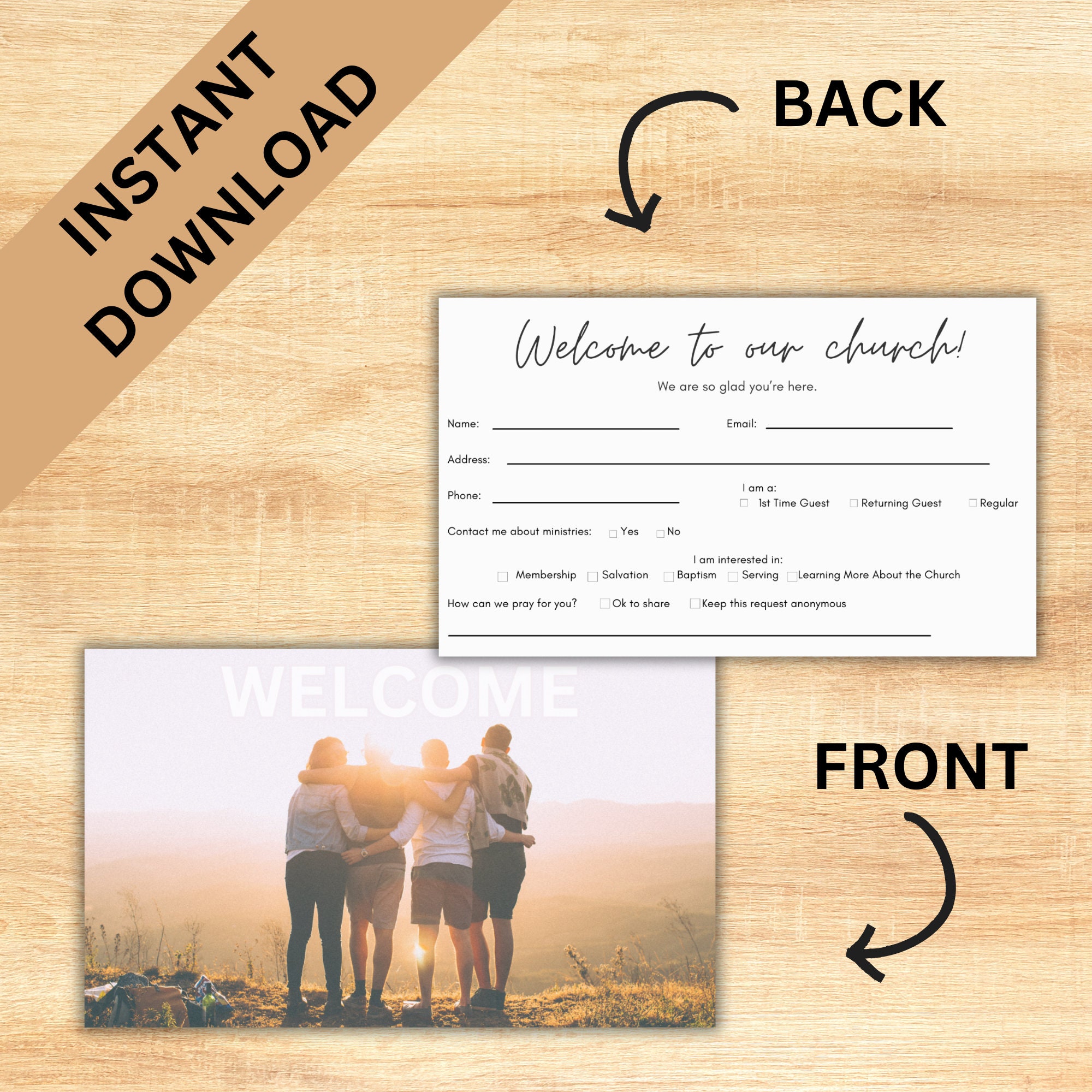 Welcome & Prayer Request Cards - Instant Download, Printable Connect ...