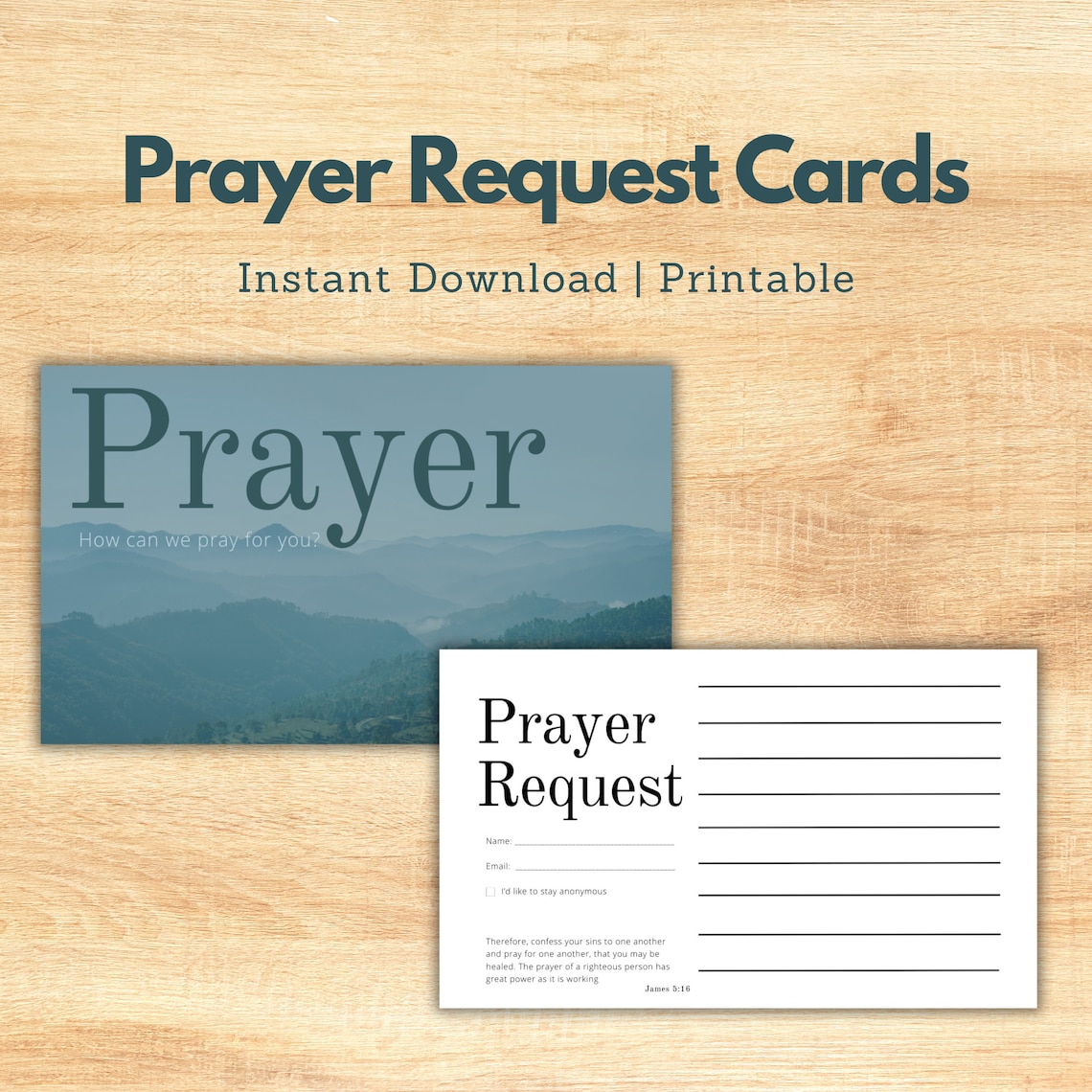 Printable Prayer Request Cards for Church, Bible Study, Sunday School ...