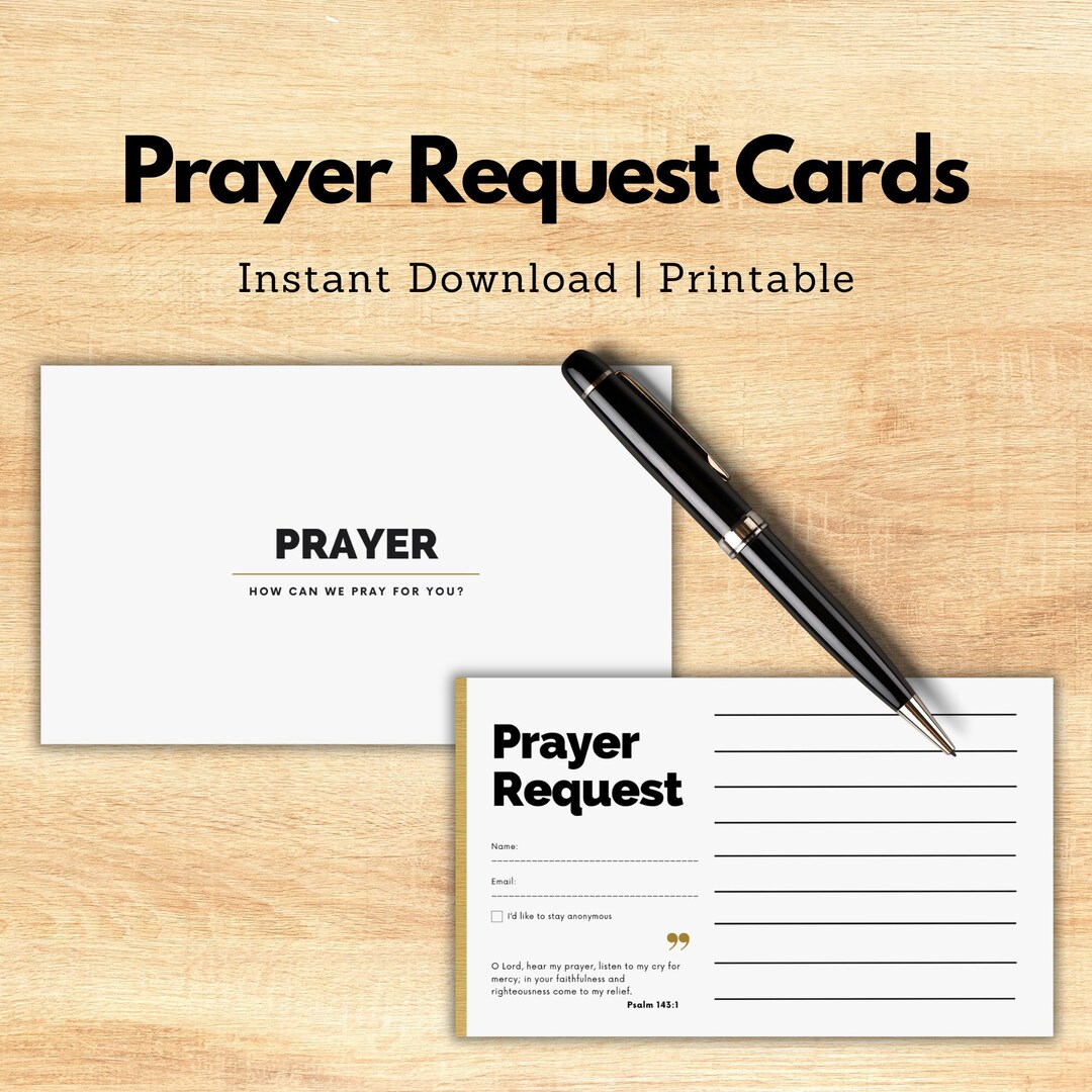 Printable Prayer Request Cards | for Church, Bible Study, Sunday School ...