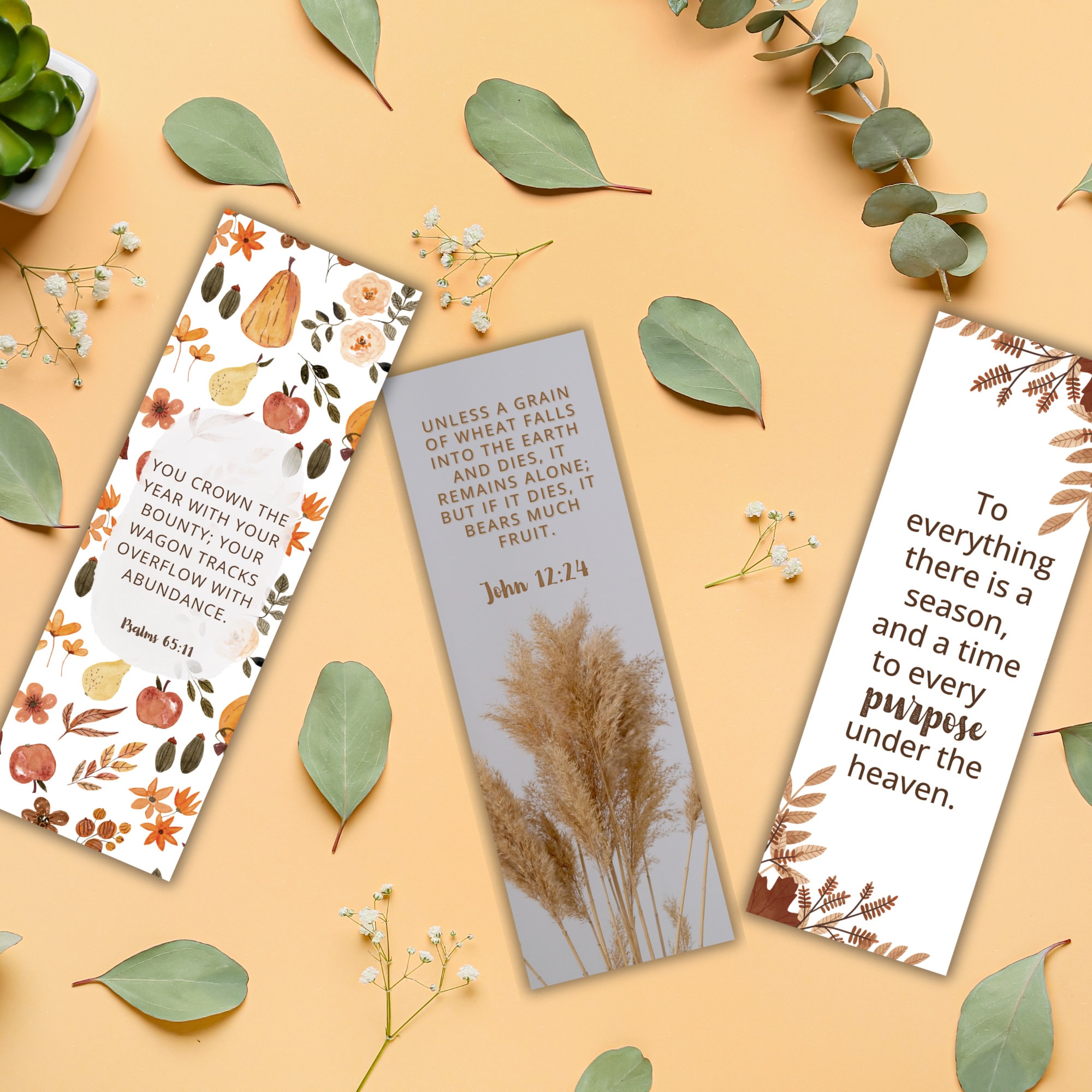 Set of 8 Fall-inspired Bible Verse Bookmarks for Christian Booklovers ...