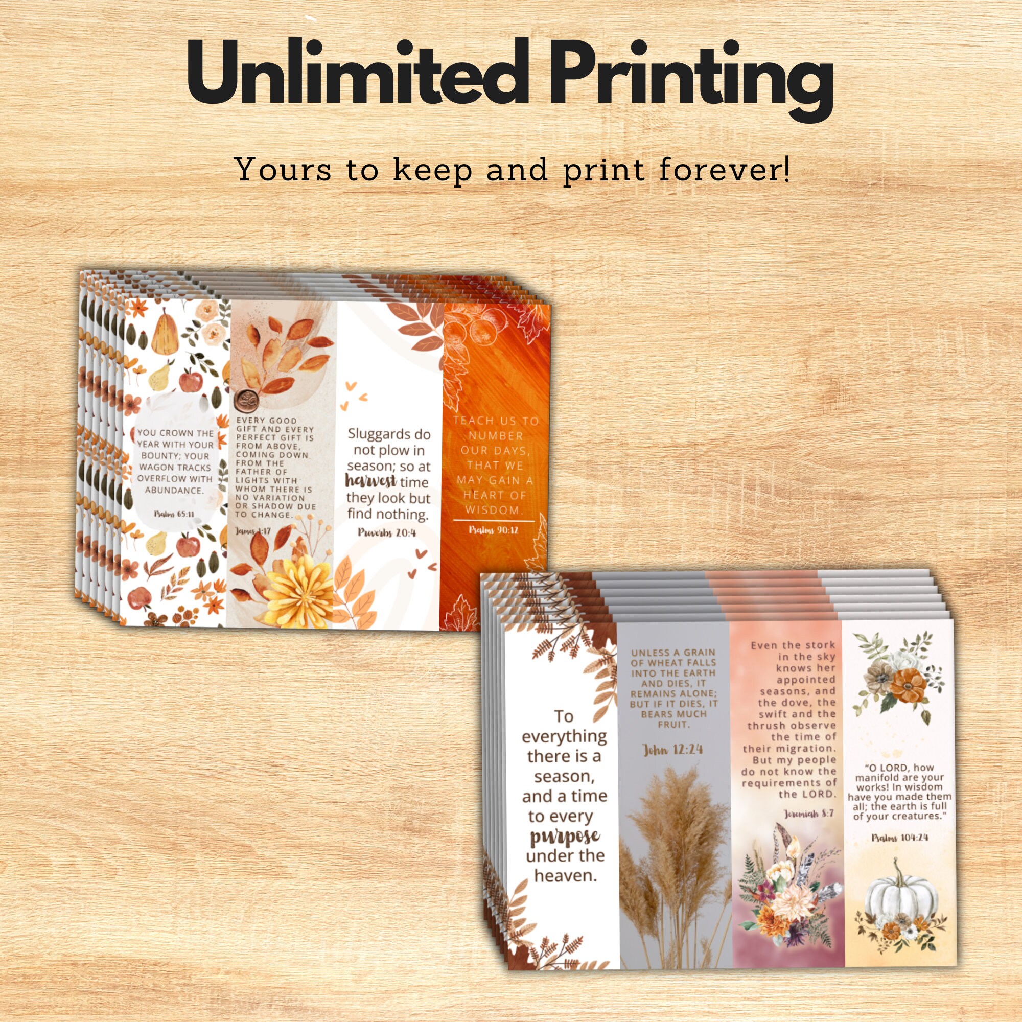 Set of 8 Fall-inspired Bible Verse Bookmarks for Christian Booklovers ...