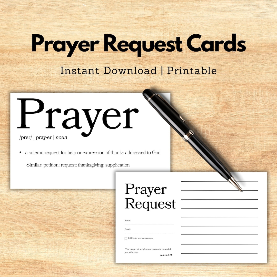 Printable Prayer Request Cards | for Church, Bible Study, Sunday School ...