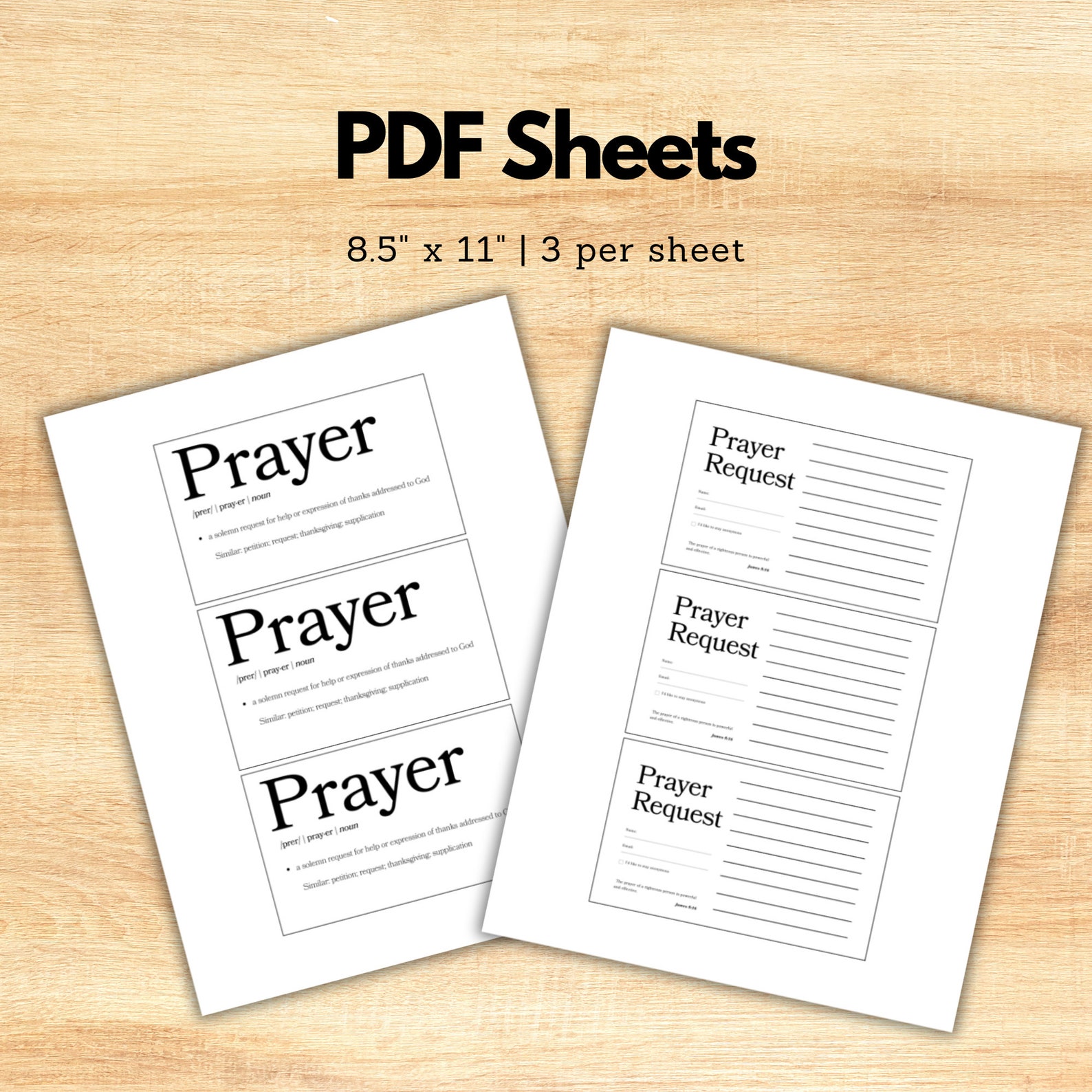 Printable Prayer Request Cards | for Church, Bible Study, Sunday School ...