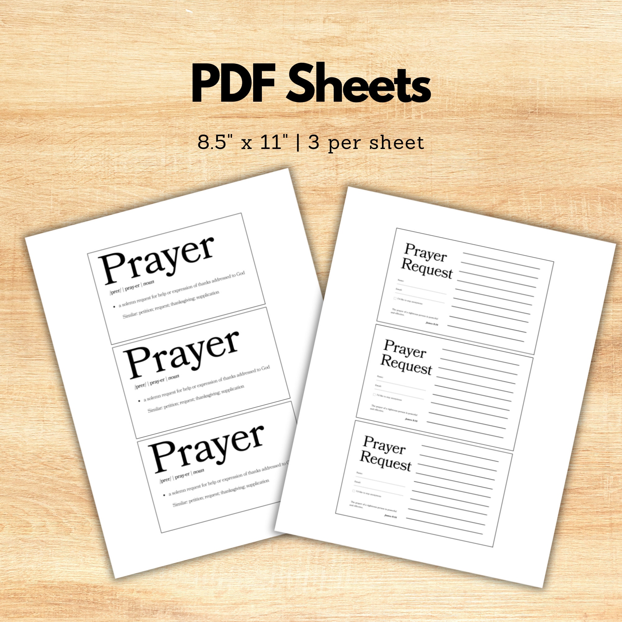 Printable Prayer Request Cards | for Church, Bible Study, Sunday School ...