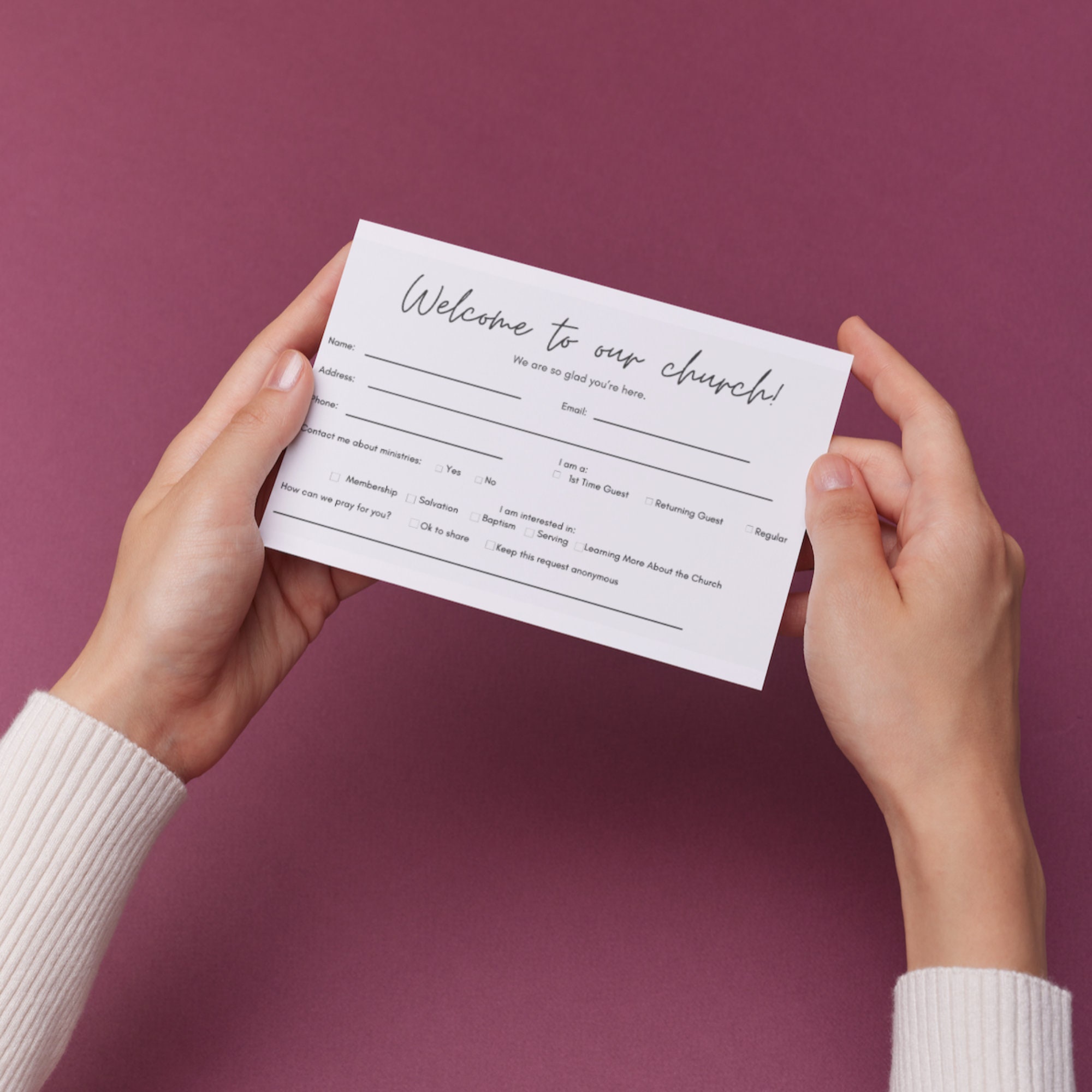 Welcome & Prayer Request Cards - Instant Download, Printable Connect ...