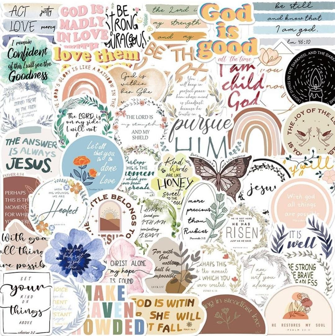 Christian Sticker Pack, Bible Verse Vinyl Stickers (5, 10, or 50 ...