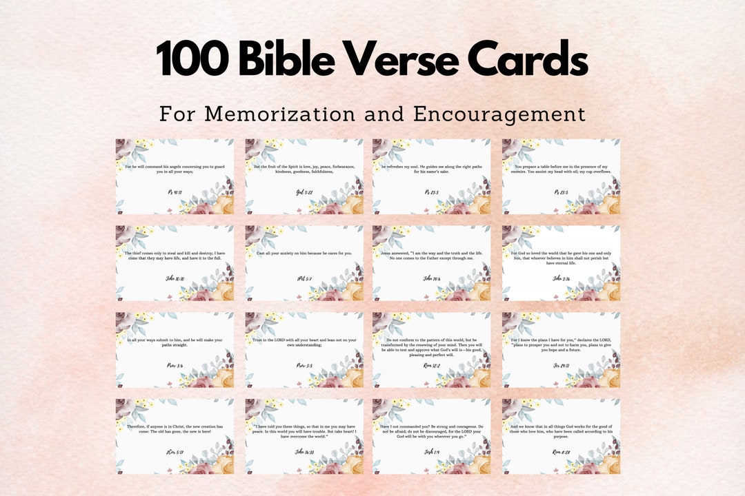 100 Bible Verse Cards | Inspirational Daily Mini Scripture Cards ...