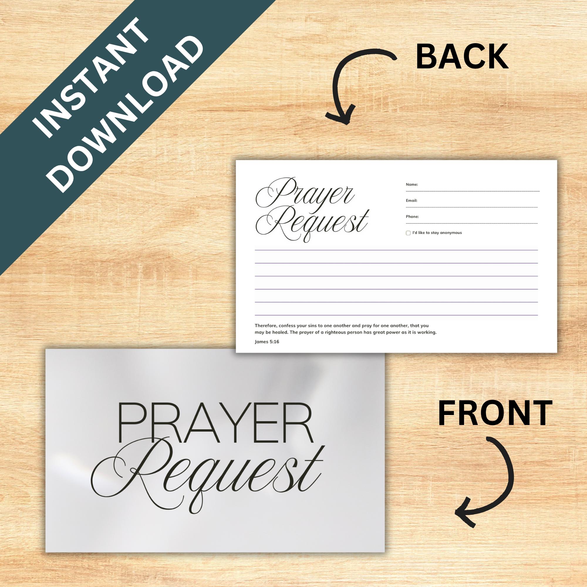 Printable Prayer Request Cards | for Church, Bible Study, Sunday School ...