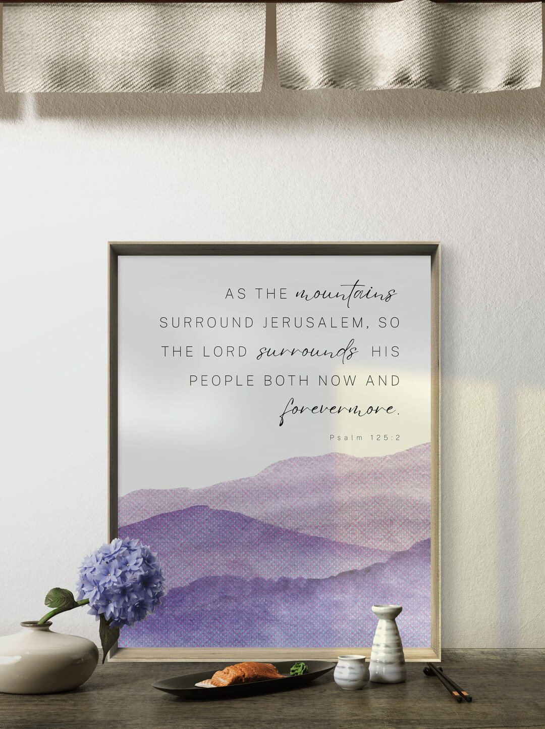 Purple Mountain Watercolor Bible Verse Print | Modern Christian Home ...