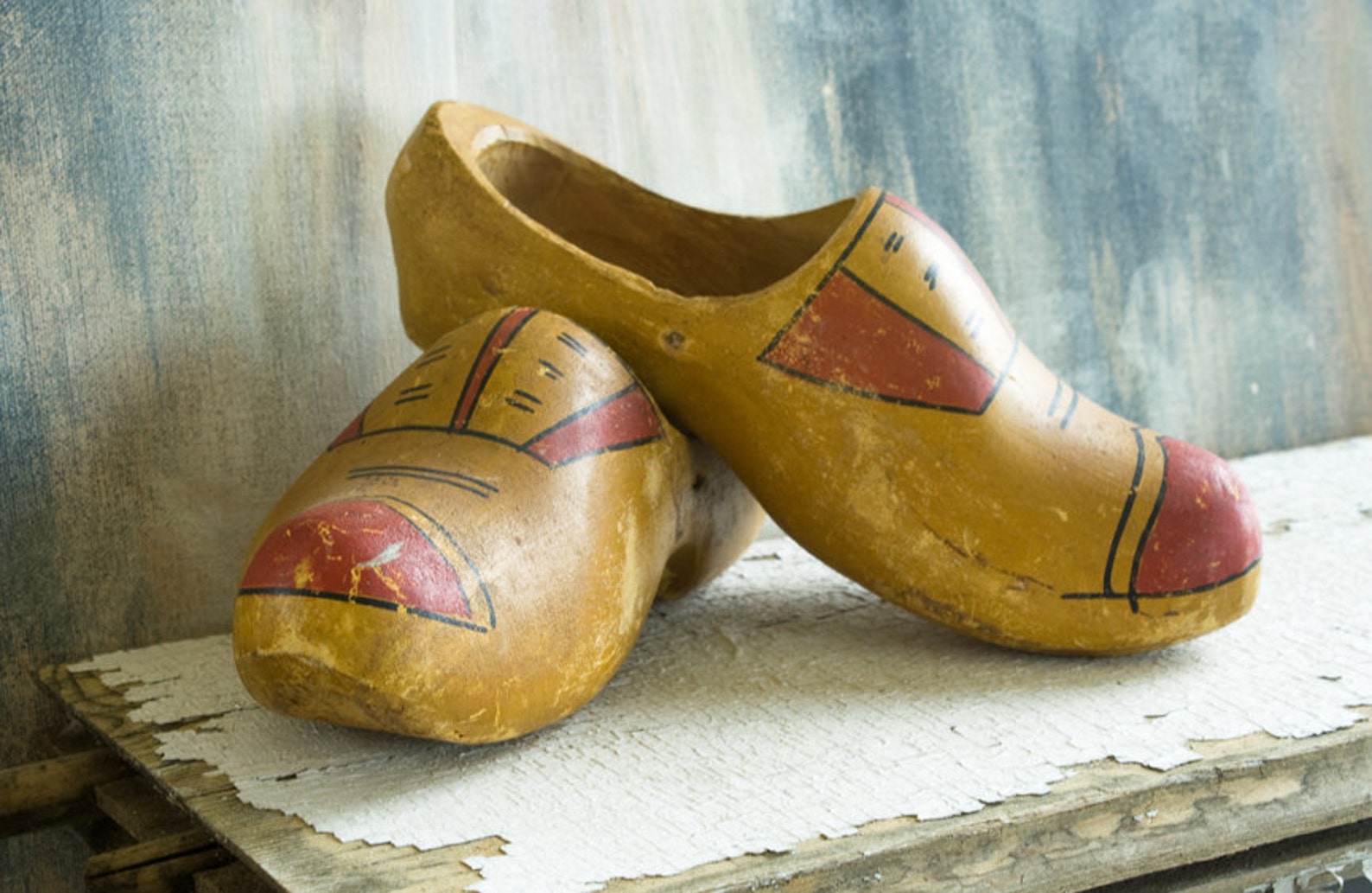 Children's Wooden Dutch Shoes, Rustic Primitive Hand Carved Children's ...