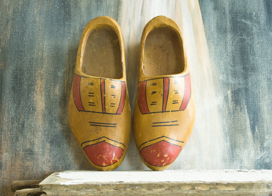 Children's Wooden Dutch Shoes, Rustic Primitive Hand Carved Children's ...
