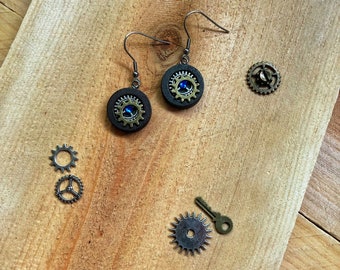 Kinetic Gear Earrings Laser Cut From Reforested Wood - Etsy