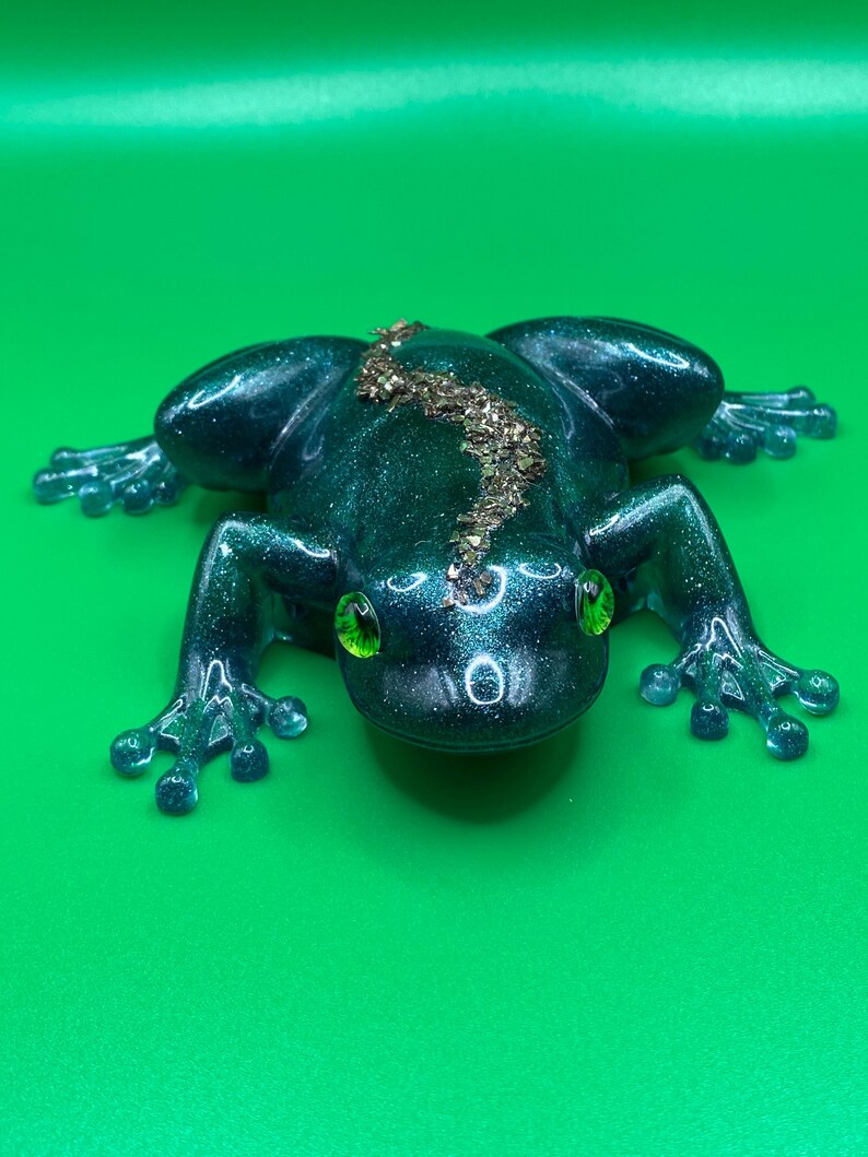 Green Resin Frog With Cut Glass Accent - BLINGY! - Etsy