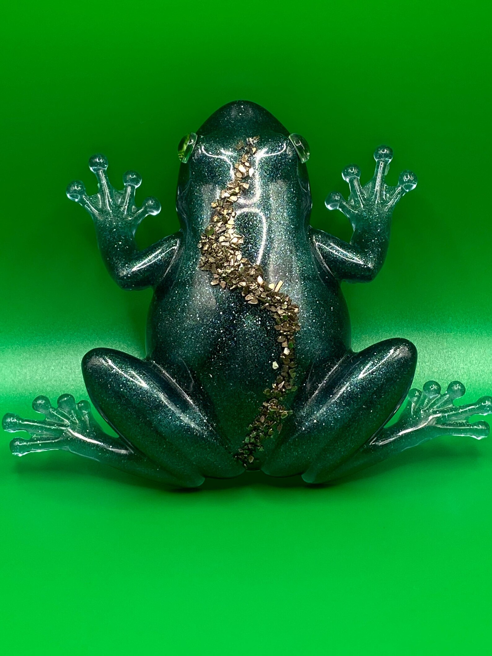 Green Resin Frog With Cut Glass Accent - BLINGY! - Etsy