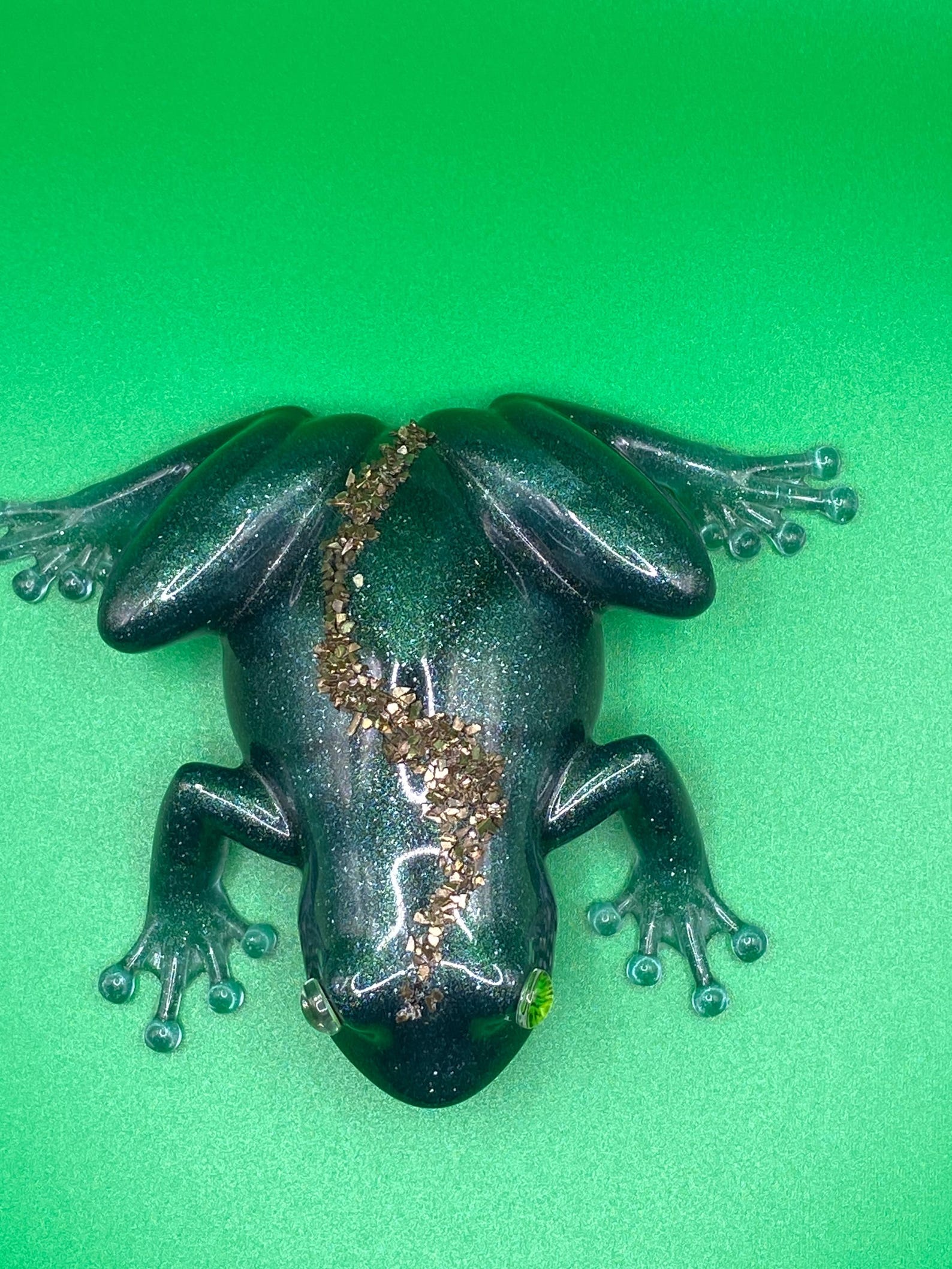Green Resin Frog With Cut Glass Accent - BLINGY! - Etsy