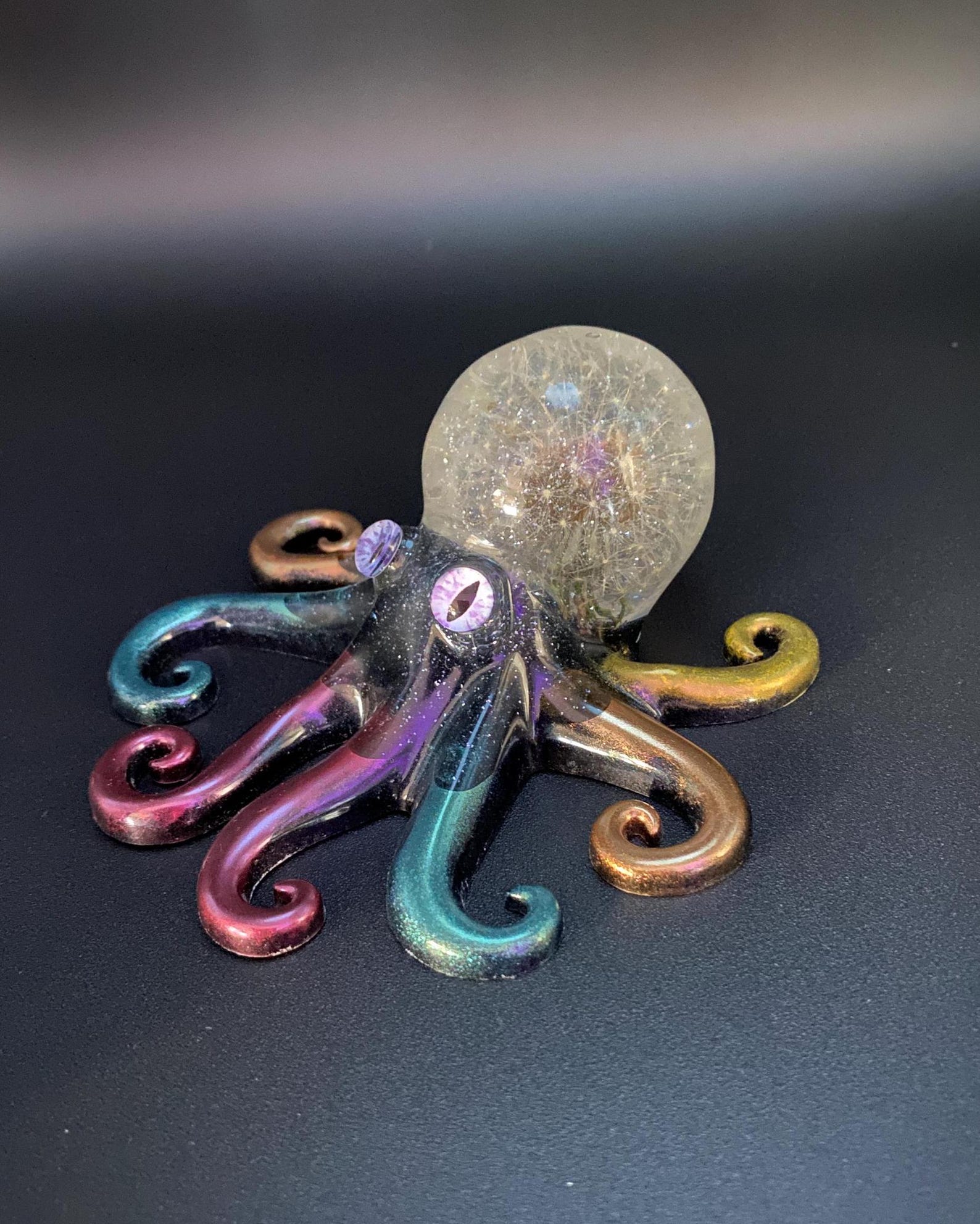 Colorful Resin Octopus With Real Sparkly Dandelion - Etsy