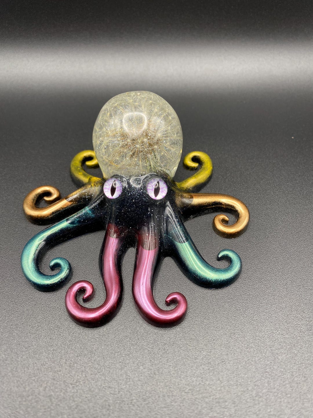 Colorful Resin Octopus With Real Sparkly Dandelion - Etsy