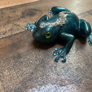 Green Resin Frog With Cut Glass Accent - BLINGY! - Etsy