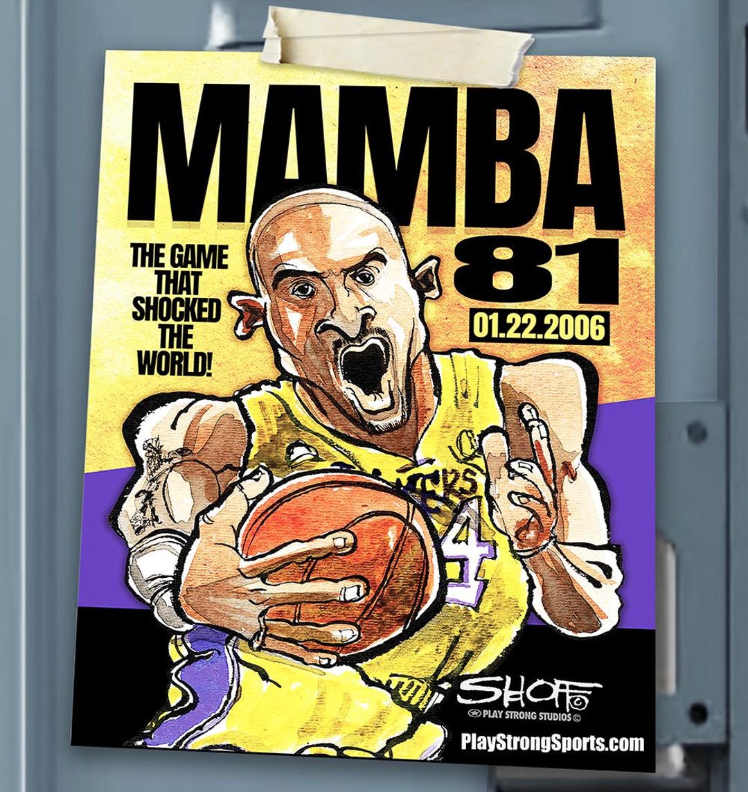 Kobe Bryant MAMBA 81 Mini Locker Poster Superstar Legend Tribute Fine ...
