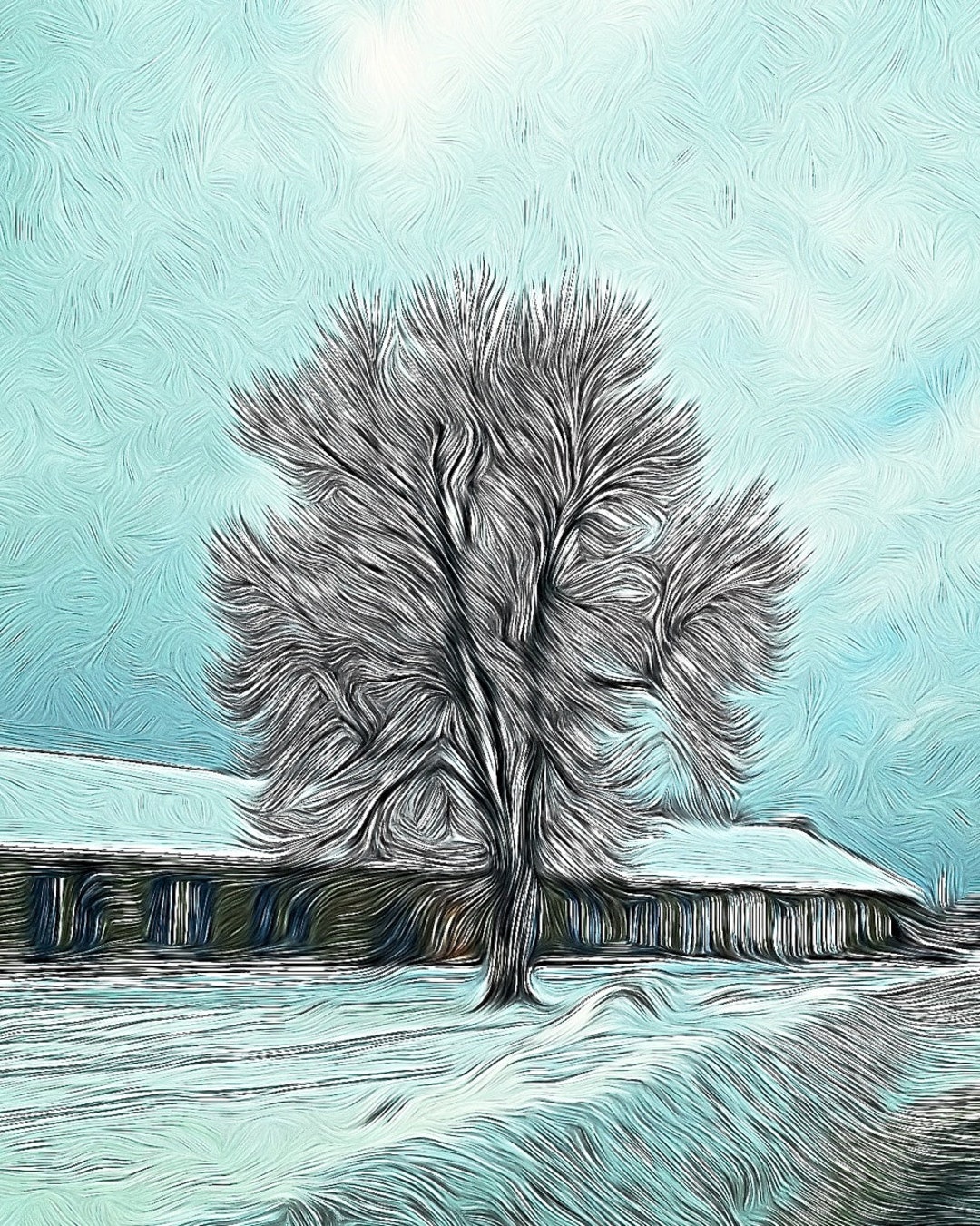 Large Tree Abstract Blue Background 5 X 7 Print - Etsy